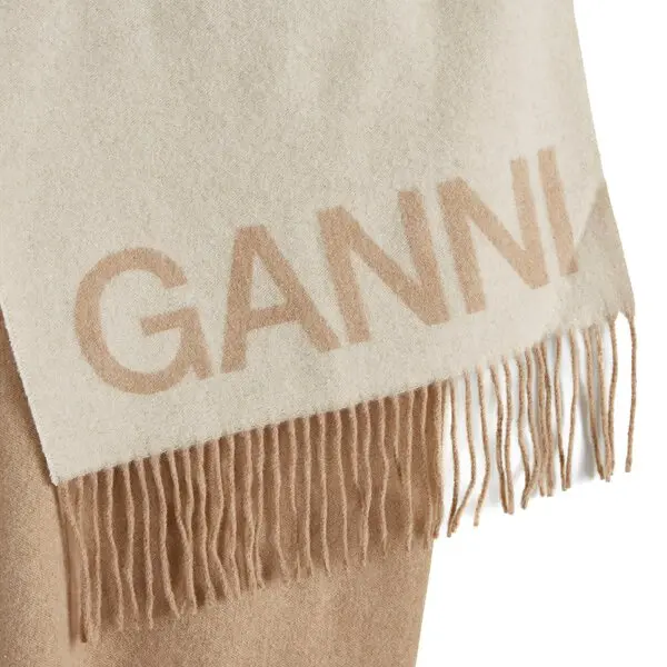 GANNI Fringed Wool Scarf
