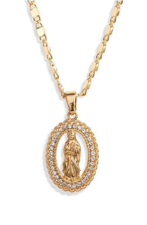 VIDAKUSH Crystal Embellished Guadalupe Pendant Necklace - Gold