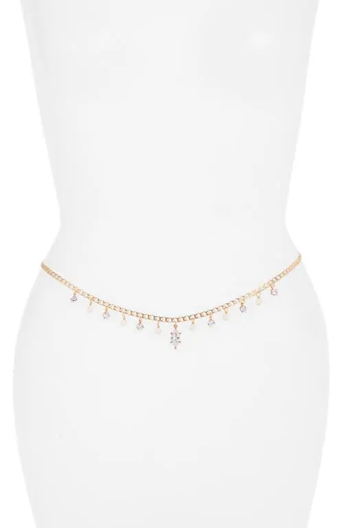 VIDAKUSH Imitation Pearl And Crystal Charm Chain - Gold
