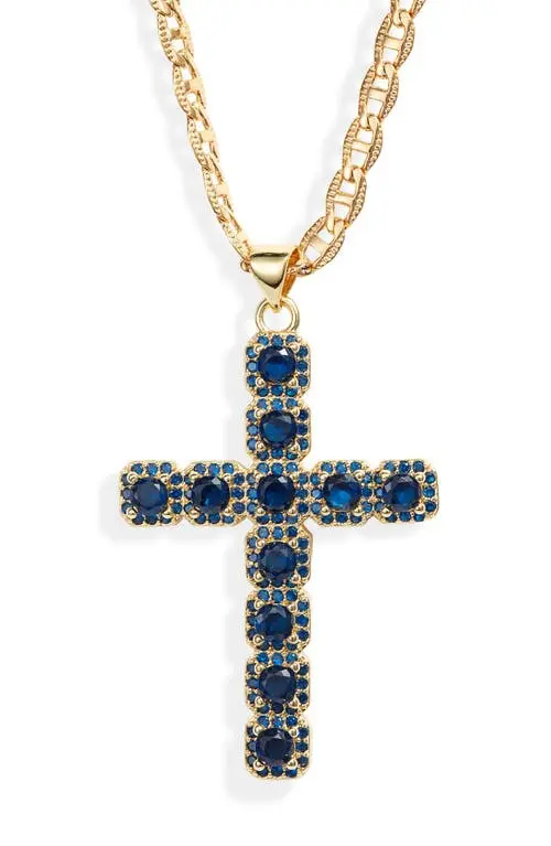 VIDAKUSH Fantasy Cubic Zirconia Cross Pendant Necklace - Blue