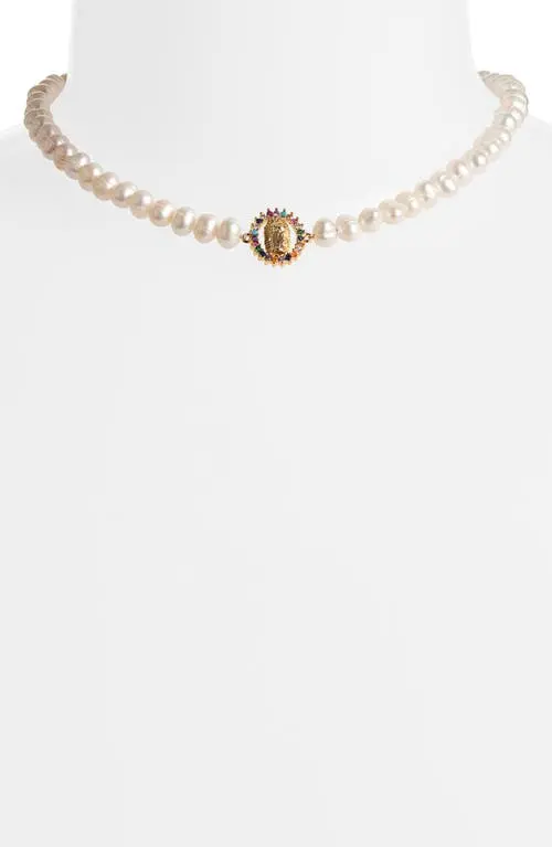VIDAKUSH La Virgen Freshwater Pearl Necklace - Pearl/gold