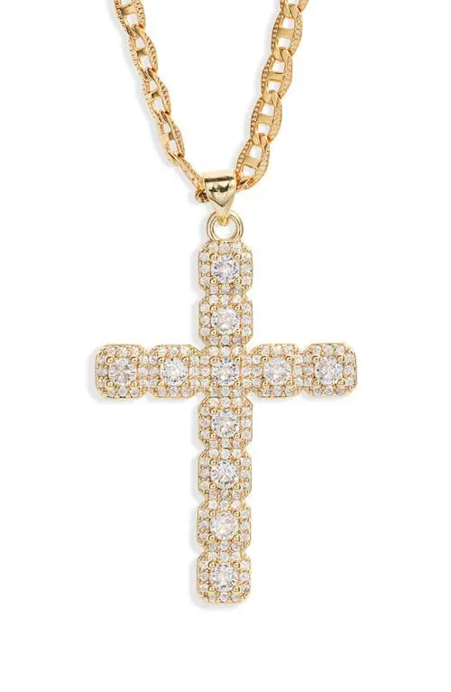 VIDAKUSH Cubic Zirconia Cross Pendant Necklace - Gold