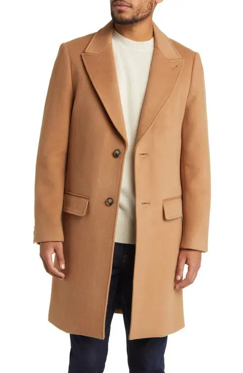 Ted Baker London Peak Lapel Wool Blend Coat - Tan