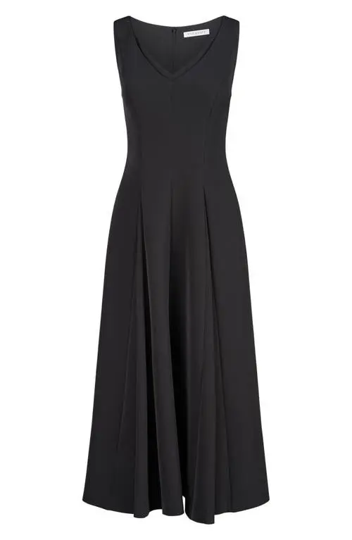 slim fit dress slacks Black V-Neck Ruffle Frill Fit and Flare Dress main image 1