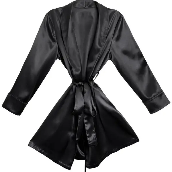 BLISSY Mulberry Silk Robe - Black