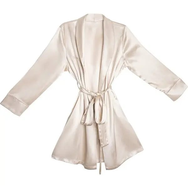 BLISSY Mulberry Silk Robe - Champagne