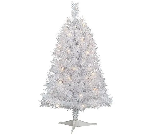 PULEO INTERNATIONAL Puleo 3' Pre-lit White Snow Ridge Artificial Fir Tree - One-color