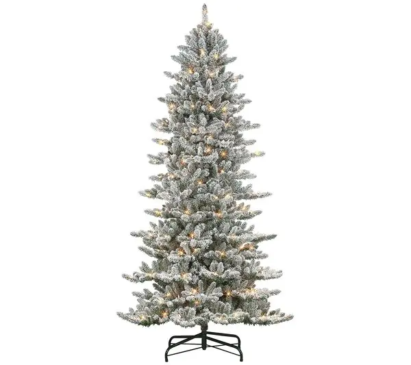 PULEO INTERNATIONAL Puleo 9' Pre-lit Slim Flocked Royal Majestic Sp Ruce Tree - One-color