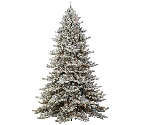 PULEO INTERNATIONAL 6.5' Pre-lit Flocked Royal Majestic Artificial Rase Fir Tre - One-color