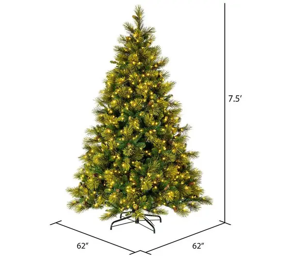 VICKERMAN 7.5' Emerald Mixed Artificial Tree Du Ra-lit 850ww
