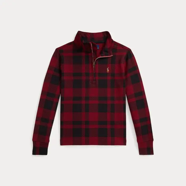 Ralph Lauren Plaid Cotton Interlock Pullover - Red
