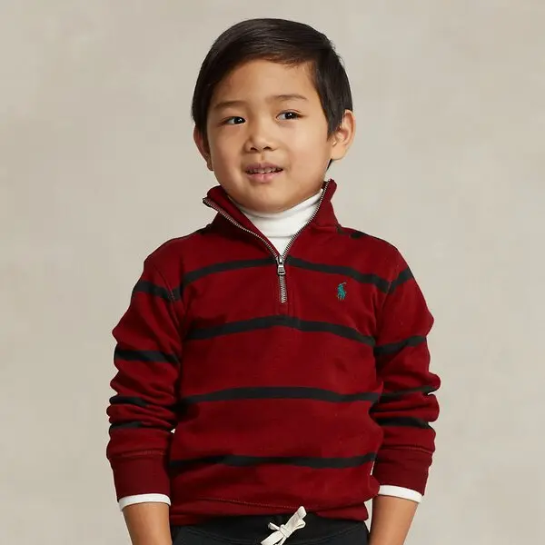 Ralph Lauren Striped Cotton Interlock Pullover - Holiday Red/polo Black