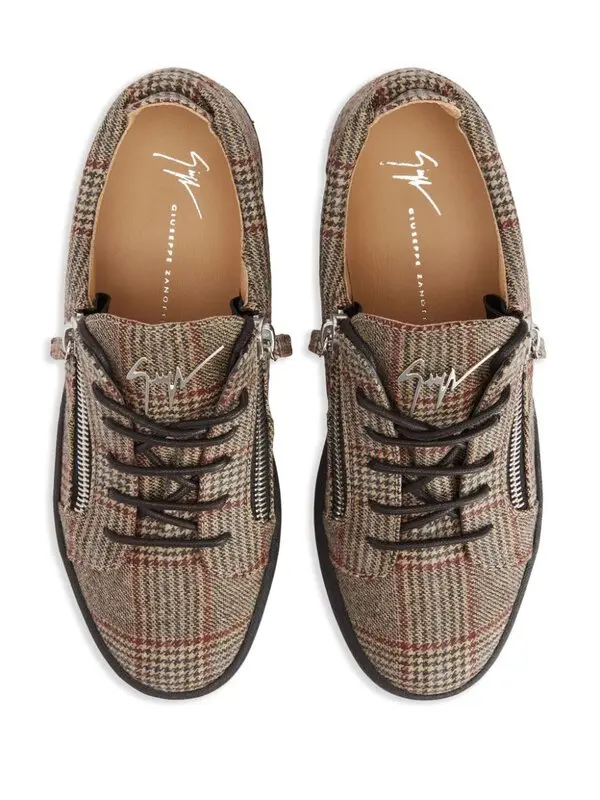 GIUSEPPE ZANOTTI Frankie Check-pattern Low-top Sneakers - Neutrals