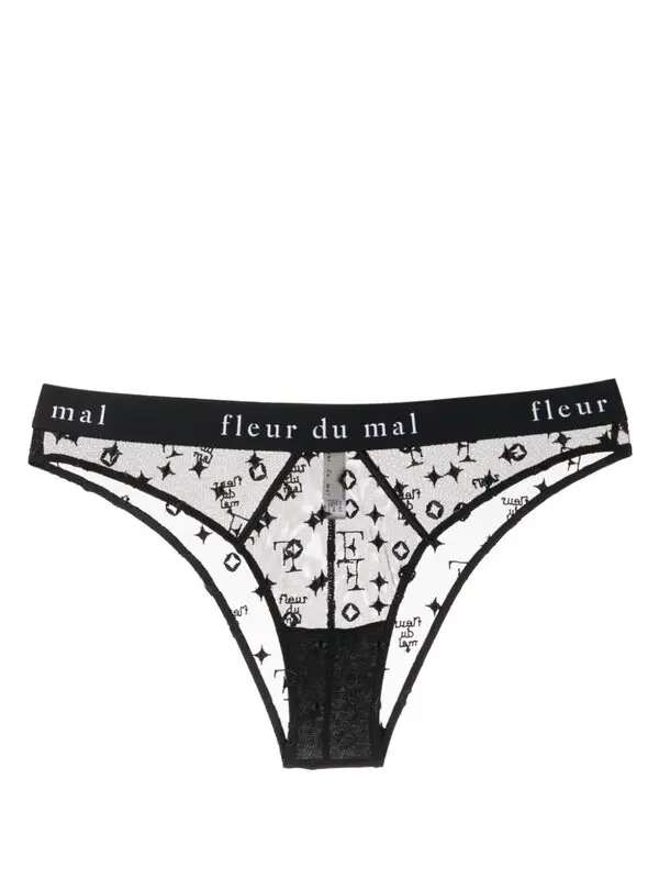 FLEUR DU MAL Monogram-embroidered Cheeky Briefs