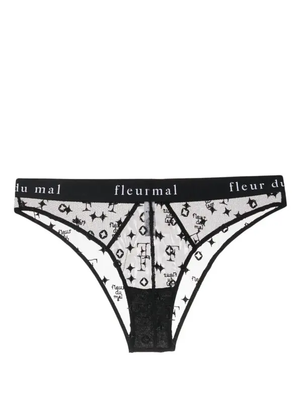 FLEUR DU MAL Monogram-embroidered Cheeky Briefs