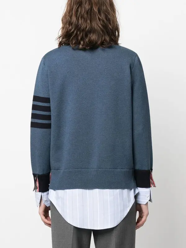 Thom Browne Milano Stitch V-neck Cardigan - Blue