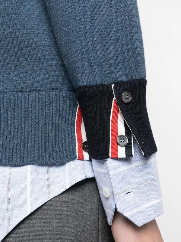 Thom Browne Milano Stitch V-neck Cardigan - Blue