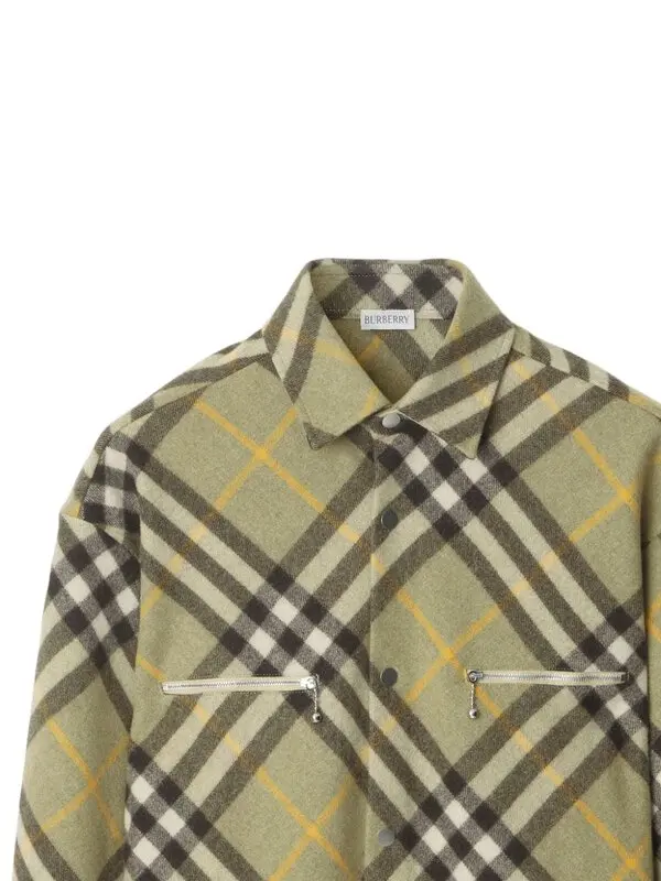 Burberry Checked Wool-blend Shirt Jacket - Green