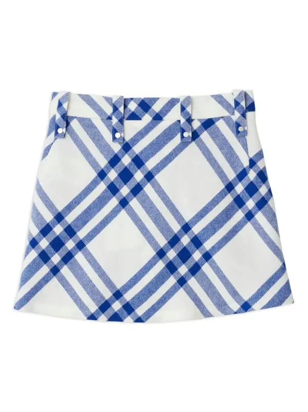 Burberry Checked Wool Miniskirt - White