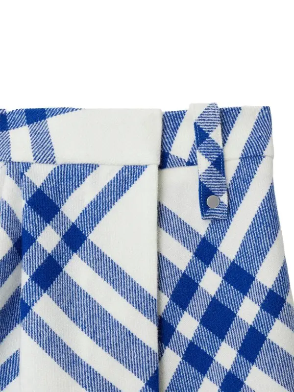 Burberry Checked Wool Miniskirt - White
