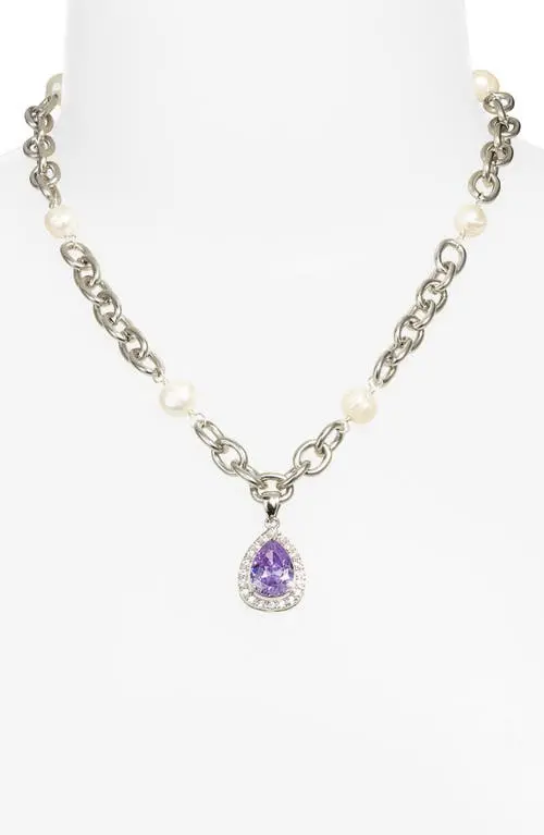 VIDAKUSH Heiress Imitation Pearl Pavé Pendant Necklace