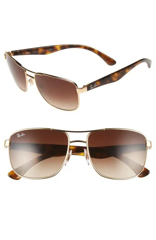 Ray-ban 57mm Aviator Sunglasses - Gold Tortoise