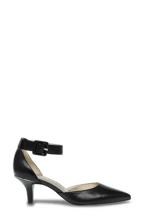 Anne Klein Fabulist Ankle Strap Pump - Black Leather