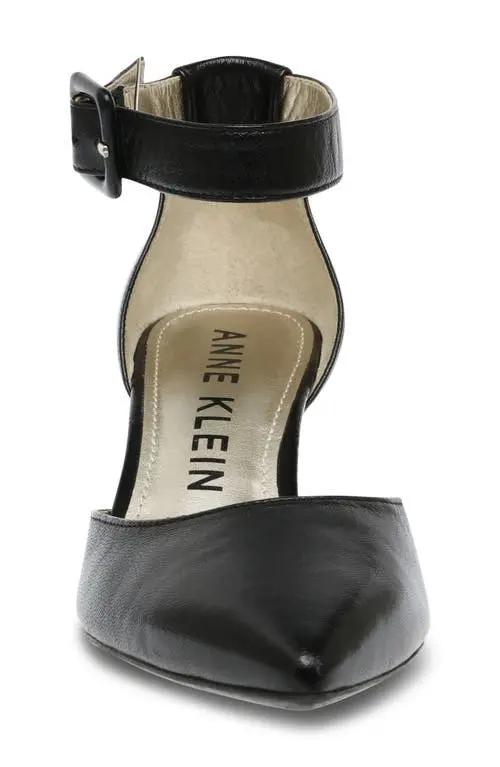 Anne Klein Fabulist Ankle Strap Pump - Black Leather