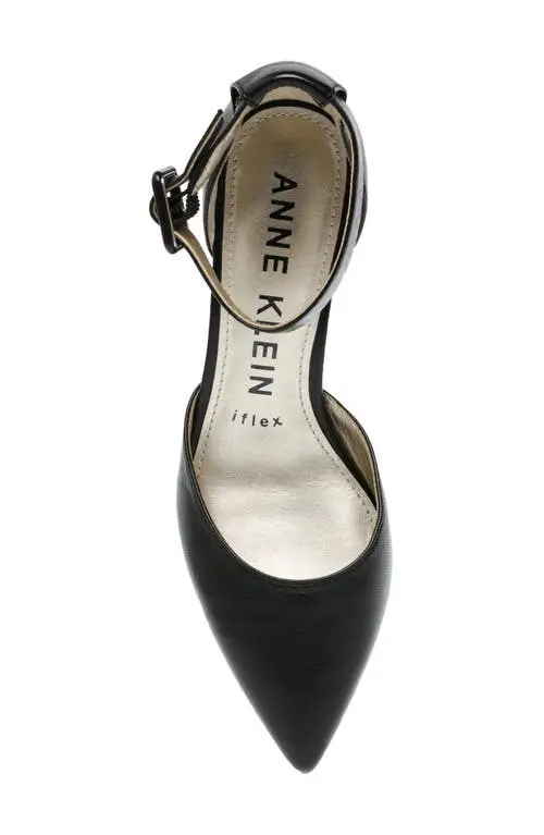 Anne Klein Fabulist Ankle Strap Pump - Black Leather