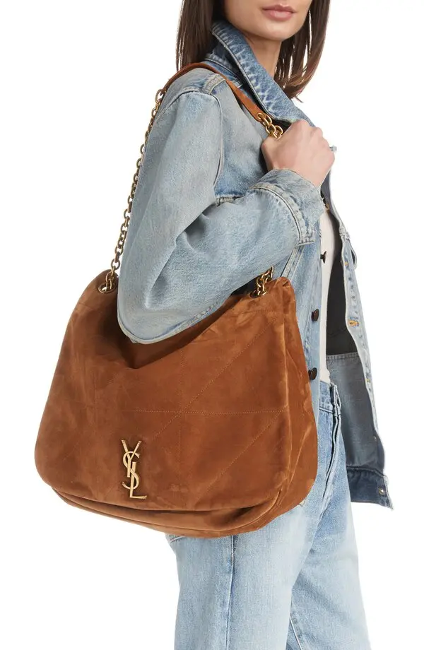 Saint Laurent Jamie 4.3 Patchwork Suede Shoulder Bag - Brown Caramel