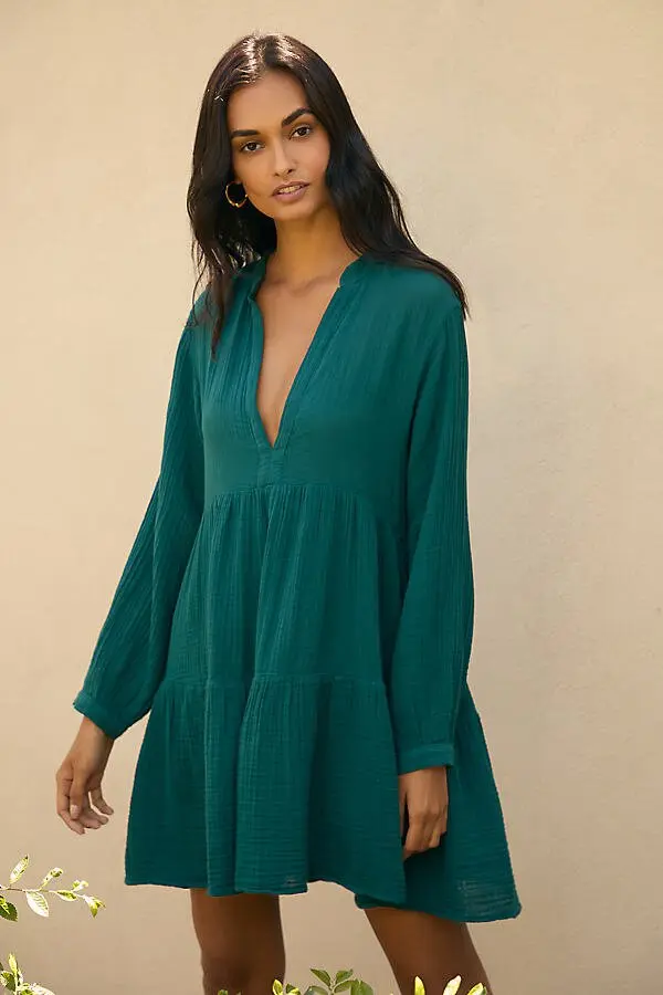 Kallie Flowy Tunic Mini Dress - Blue