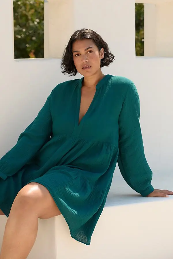 Anthropologie Kallie Flowy Tunic Mini Dress In Blue - 43% Off | Editorialist