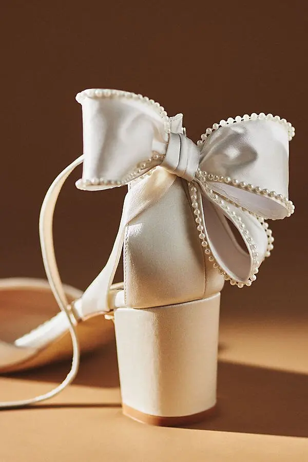 BELLA BELLE Molly Pearl Bow Block Heels