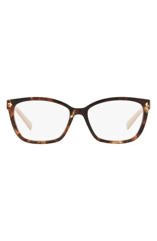 Prada 55mm Rectangular Optical Glasses - Dark Havana