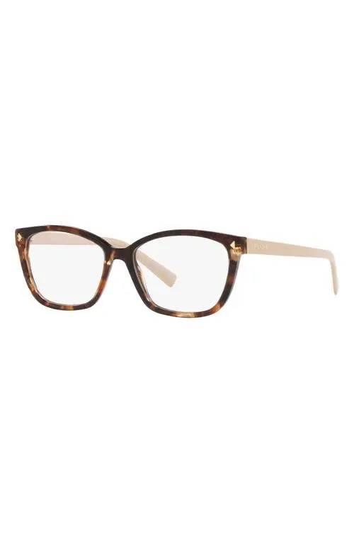 Prada 55mm Rectangular Optical Glasses - Dark Havana