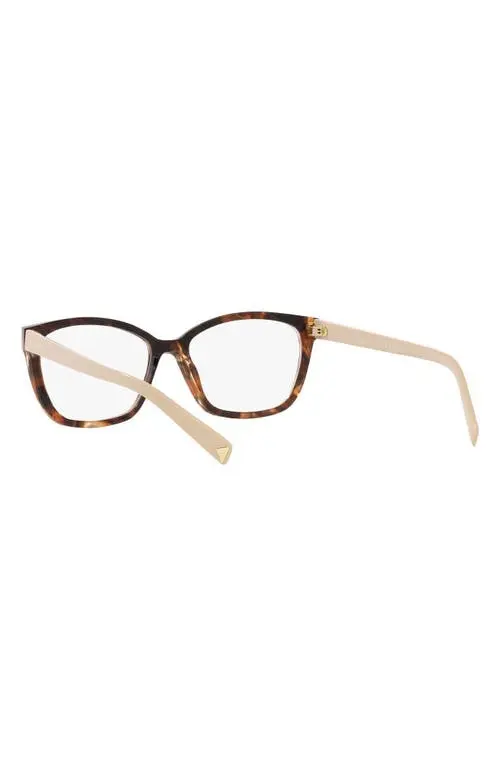 Prada 55mm Rectangular Optical Glasses - Dark Havana