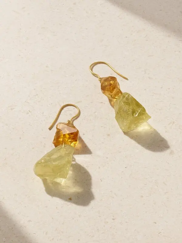 PIPPA SMALL 18-karat Citrine And Quartz Dangle Earrings - Gold