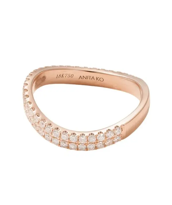 ANITA KO Curved 18-karat Rose Diamond Ring - Gold