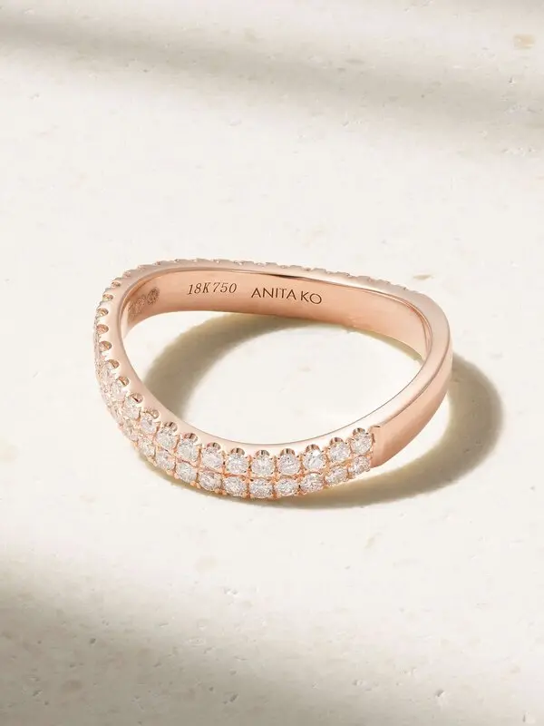 ANITA KO Curved 18-karat Rose Diamond Ring