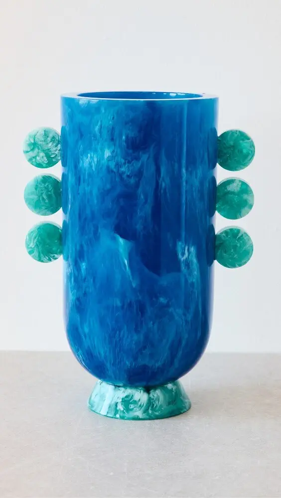 Jonathan Adler Mustique Ripple Resin Vase - Blue