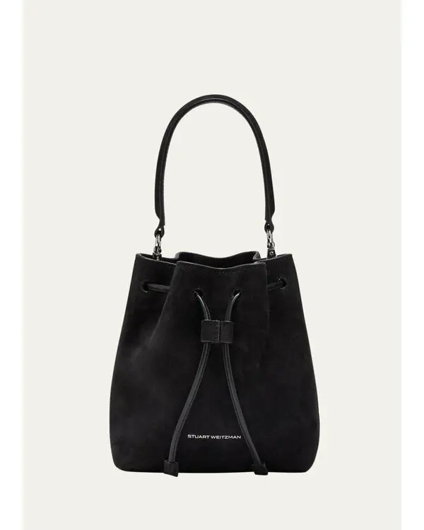 STUART WEITZMAN Rae Mini Suede Bucket Bag - Black