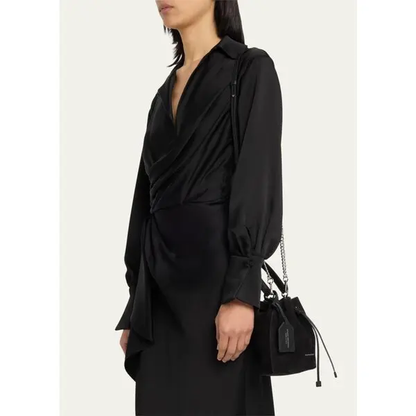 STUART WEITZMAN Rae Mini Suede Bucket Bag - Black