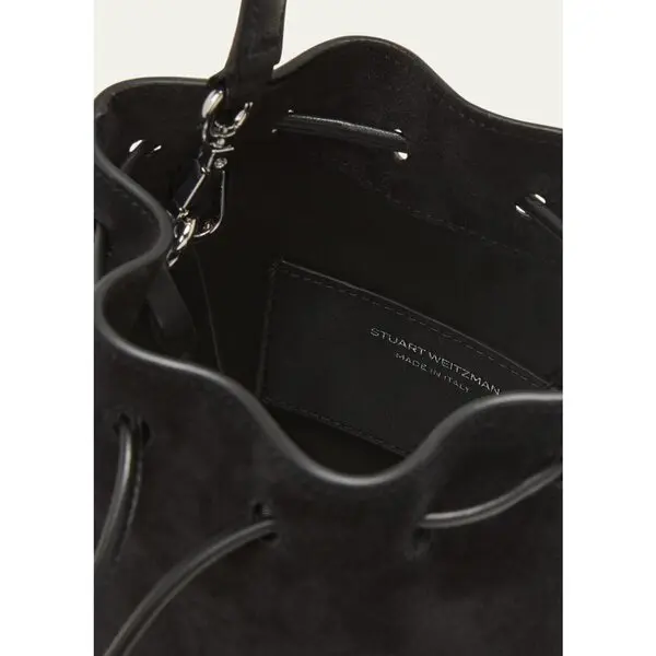 STUART WEITZMAN Rae Mini Suede Bucket Bag - Black