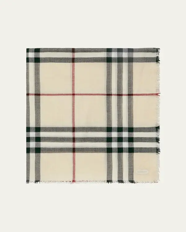 Burberry Giant Check Wool Scarf - Stone