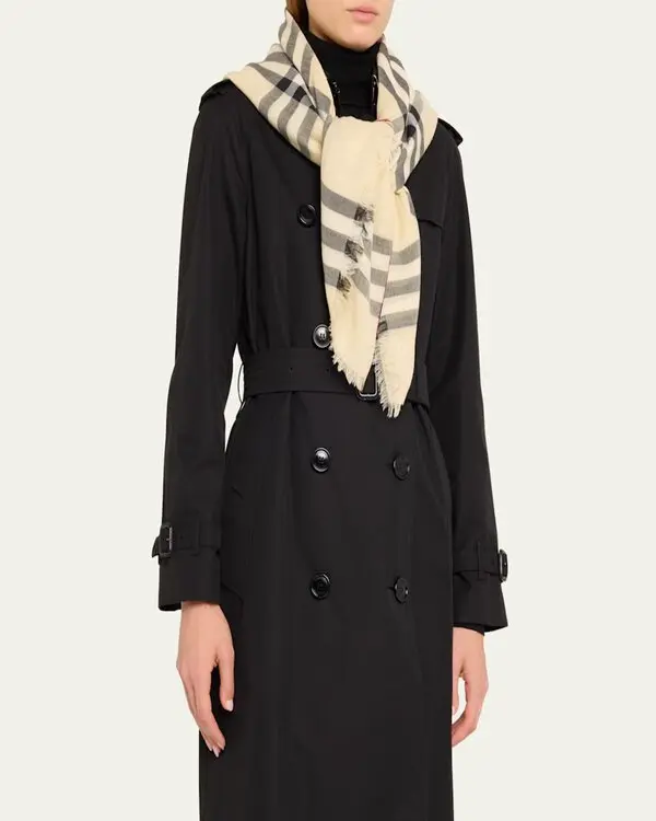 Burberry Giant Check Wool Scarf - Stone
