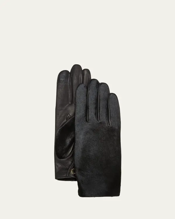 AGNELLE Classic Leather Gloves - Noir