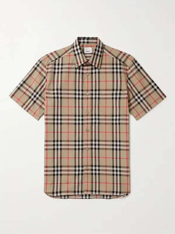 Burberry Checked Cotton-poplin Shirt - Neutrals
