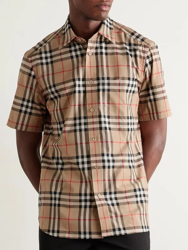 Burberry Checked Cotton-poplin Shirt - Neutrals