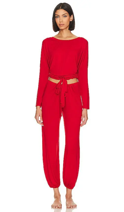 Eberjey Gisele Slouchy Pajama Set In Red - Holly Red