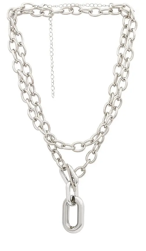 AMBER SCEATS Large Chain Layered Necklace - Silver